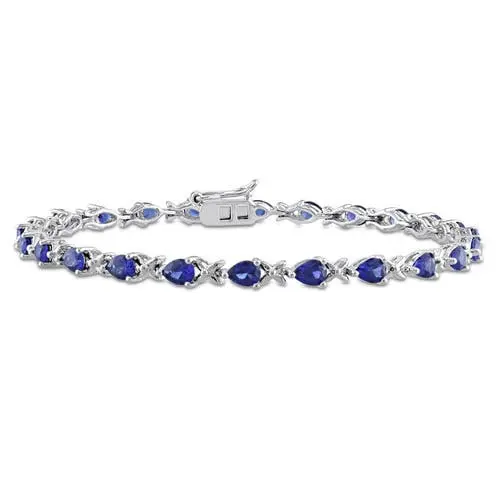 JULIANNA B. Lab-created Gemstone Pear X Link Bracelet - Lab-created Sapphire