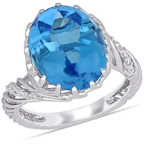 JULIANNA B. Swiss Blue And Diamond Ring - Topaz