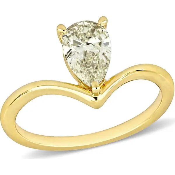 JULIANNA B. Diamond Pear-cut Solitaire 14k Ring - 14k Yellow Gold
