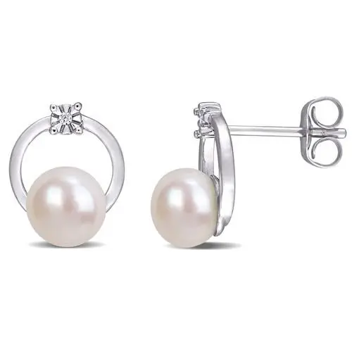 JULIANNA B. Diamond And Freshwater Pearl Circle Earrings - Cultured Pearl