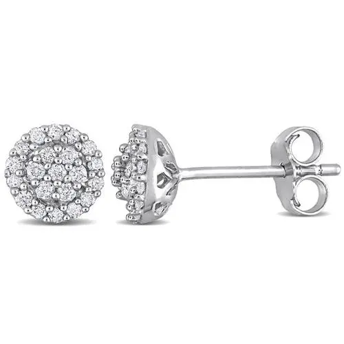 JULIANNA B. Diamond Cluster Halo Stud Earrings - Sterling Silver