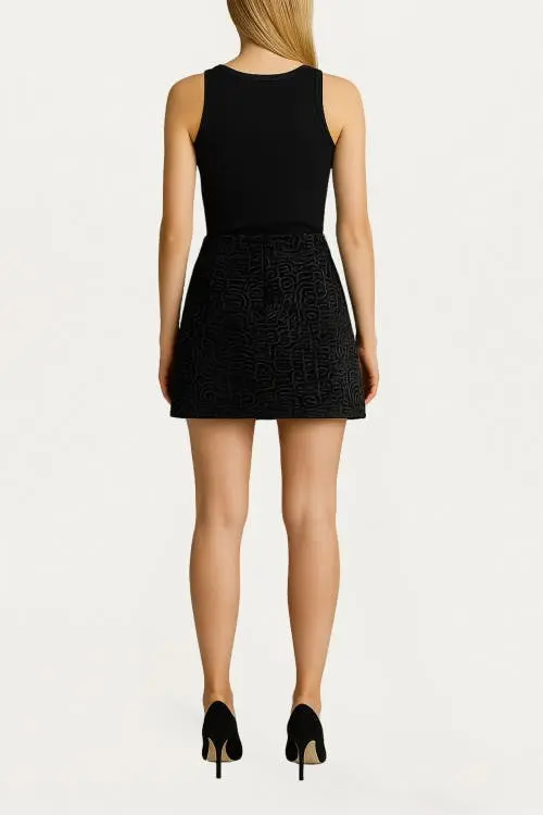 NOCTURNE Textured Velvet Mini Skirt