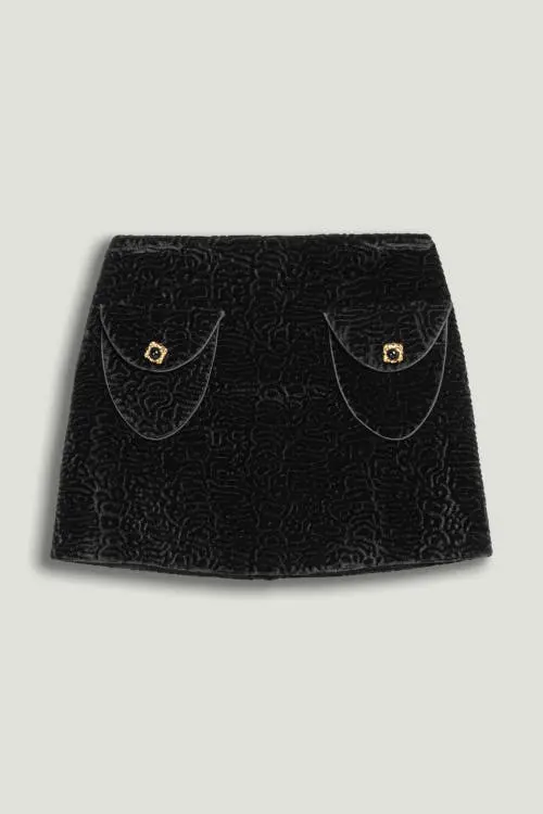 NOCTURNE Textured Velvet Mini Skirt