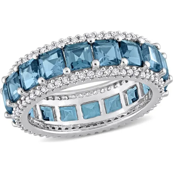 JULIANNA B. 14k White Gold London Blue And Diamond Eternity Ring - Topaz