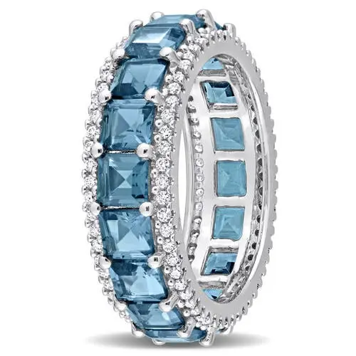 JULIANNA B. 14k White Gold London Blue And Diamond Eternity Ring