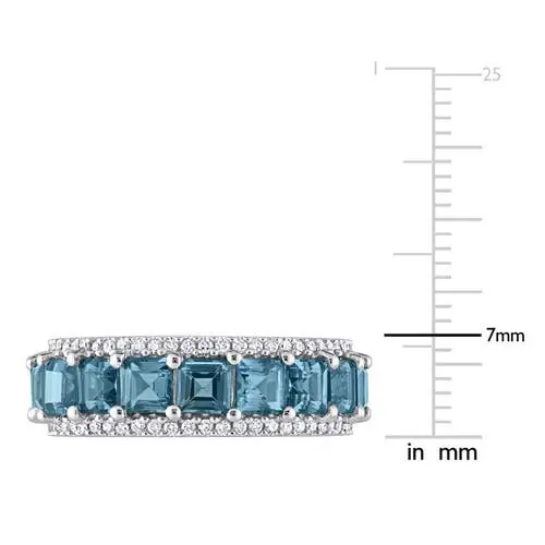 JULIANNA B. 14k White Gold London Blue And Diamond Eternity Ring