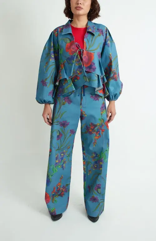 FLORENCIA DAVALOS Lulu Jacket - Pastel Blue Floral Vine