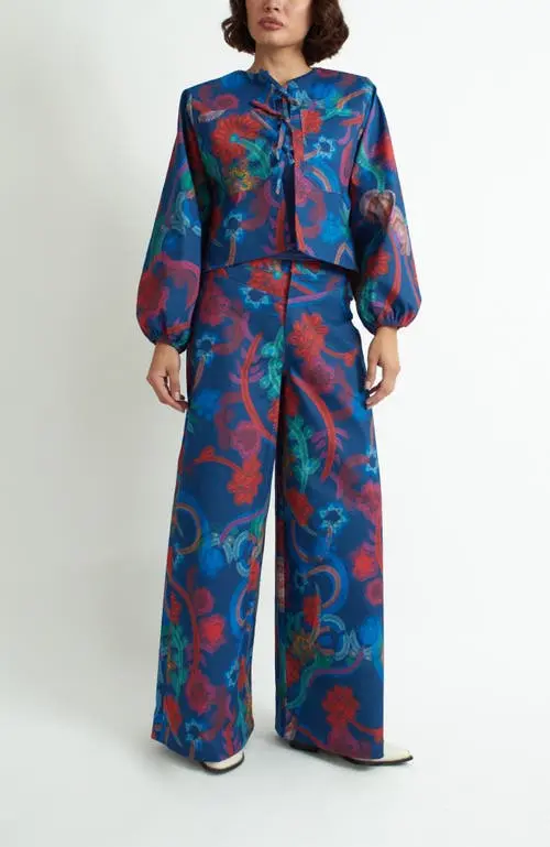 FLORENCIA DAVALOS Coco Pant - Blue Embroidery Vine