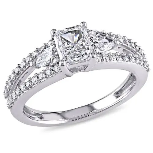 JULIANNA B. 14k Diamond 3-stone Split Shank Ring - 14k White Gold