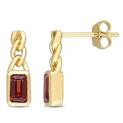 JULIANNA B. Gemstone Link Drop Earrings - Garnet/gold