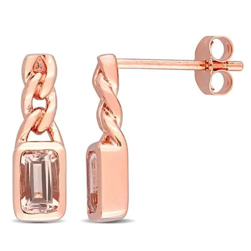 JULIANNA B. Gemstone Link Drop Earrings - Morganite/rose Gold