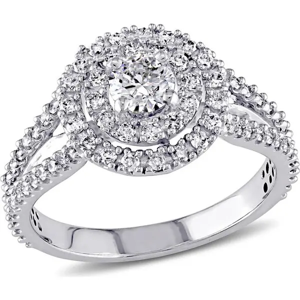 JULIANNA B. Diamond Double Halo 14k Ring - 14k White Gold