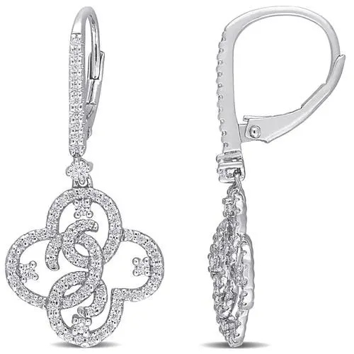 JULIANNA B. Floral Leverback Earrings - Sterling Silver