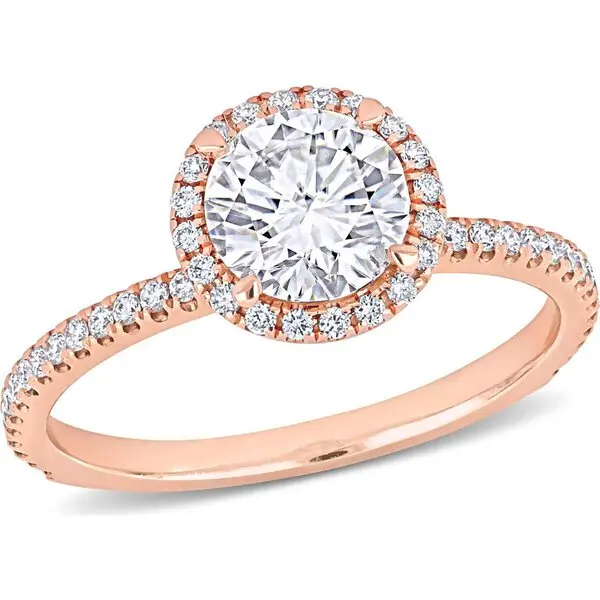 JULIANNA B. Diamond Halo Engagement Ring - 14k Rose Gold