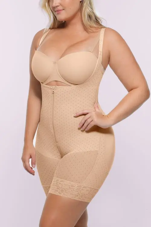 SHAPELLX Airslim Open Bust Polka Dot Bodysuit - Nude