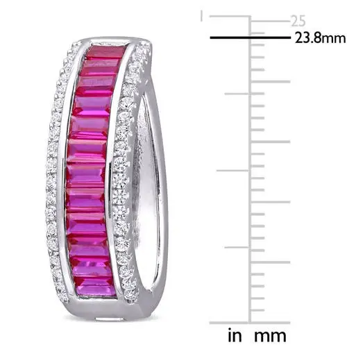 JULIANNA B. Hoop Earrings Sterling Silver With Ruby And White Sapphire