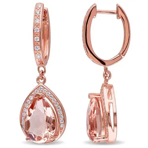 JULIANNA B. Cubic Zirconia Pear Drop Earrings - Simulated Morganite