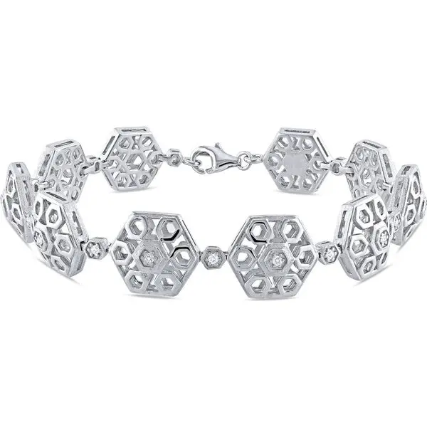 JULIANNA B. Diamond Hexagon Bracelet - Sterling Silver