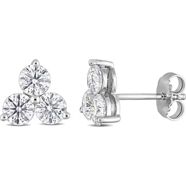 JULIANNA B. Moissanite 3-stone Stud Earrings - Sterling Silver