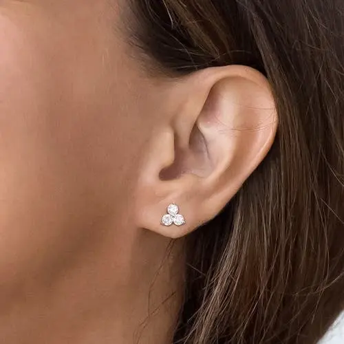 JULIANNA B. Moissanite 3-stone Stud Earrings