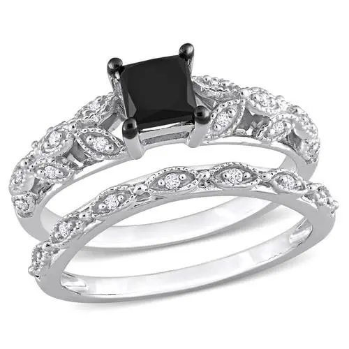 JULIANNA B. 14k White Gold 1 Ct. T.w. Vintage Bridal Ring Set - Diamond