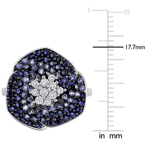 JULIANNA B. Floral Ring In 10k White Gold With Sapphires