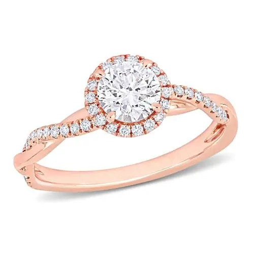 JULIANNA B. 14k Diamond Crossover Halo Engagement Ring - 14k Rose Gold