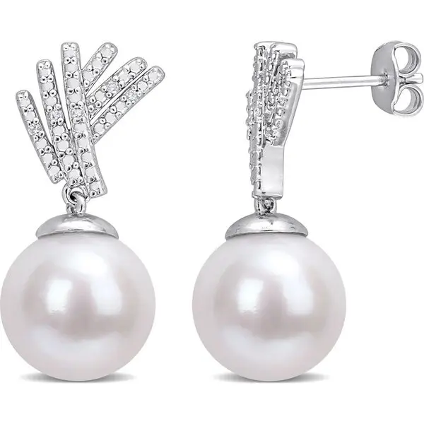 JULIANNA B. Cultured Pearl And Diamond Drop Earrings - Freshwater Pearl