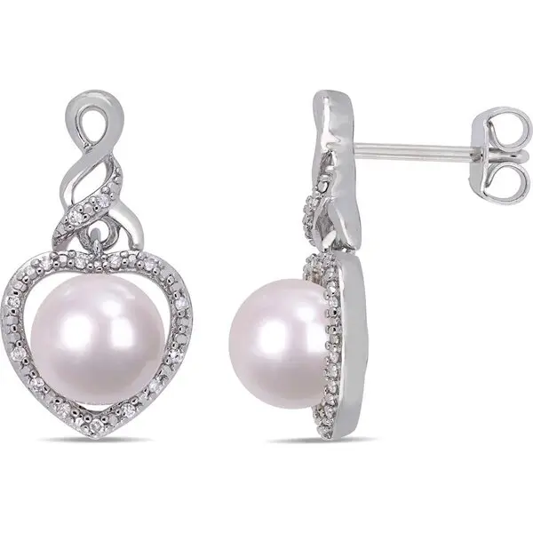 JULIANNA B. Diamond And Pearl Heart Drop Earrings - Cultured Pearl
