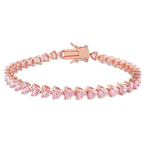 JULIANNA B. Tennis Bracelet Pink Cubic Zirconia Rose-plated Sterling Silver - Pink Cz
