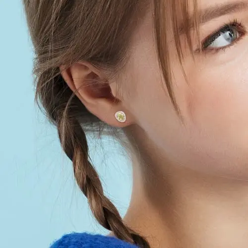 JULIANNA B. Yellow & Diamond Halo Stud Earrings - Sapphire