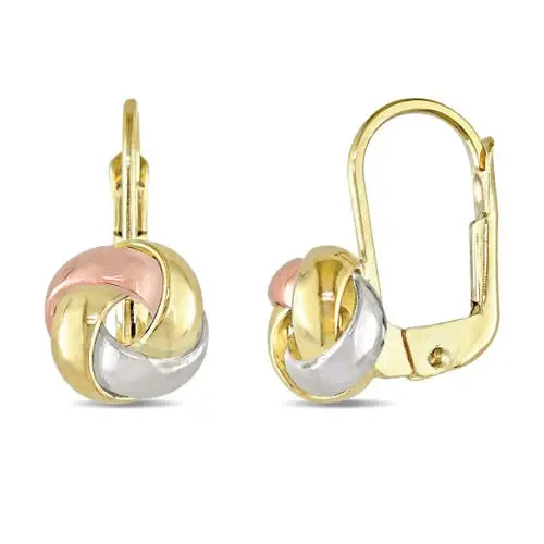 JULIANNA B. Love Knot Leverback Earrings 10k - 10k Tri-color Gold