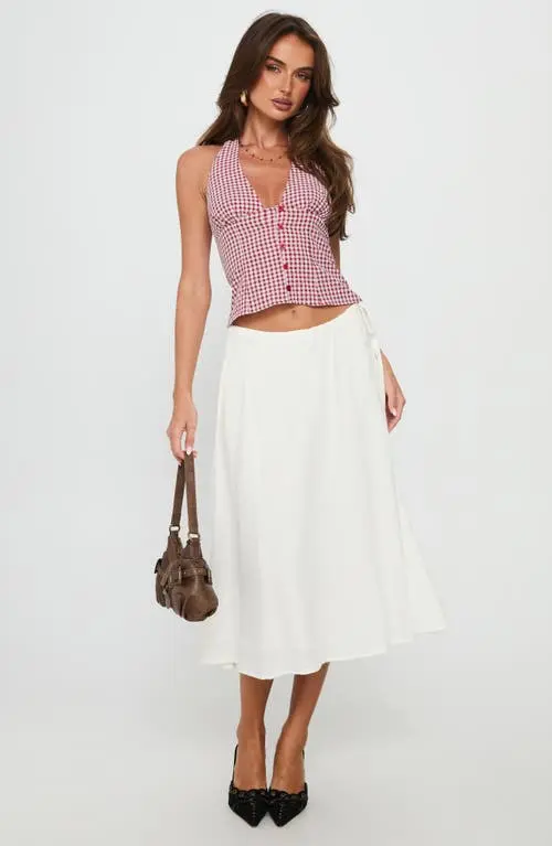 Princess Polly Gingham Button-up Halter Top - Red Gingham