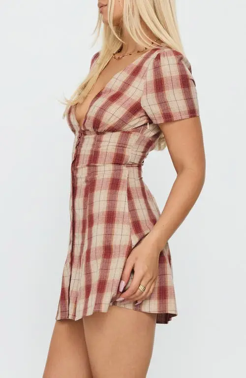 Princess Polly Plaid Button-front Mini Dress