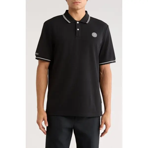 MALBON Fairway Appliqué Piqué Polo - Black