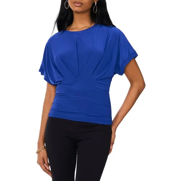 Chaus Ruched Knit Top - Goddess Blue