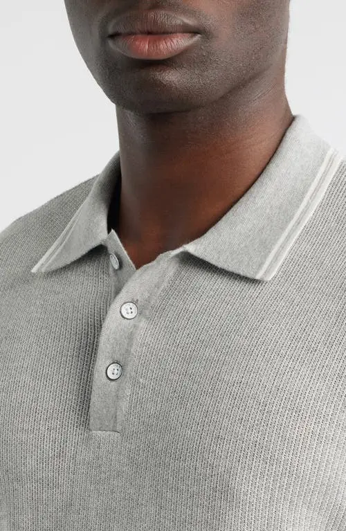Rag & Bone Harvey Tipped Polo - Heather Grey