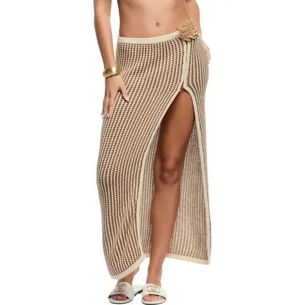 CAPITTANA Rosalia Crochet Cover-up Skirt - Brown