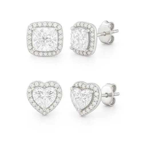 DONATELLO GIAN Sterling Halo Stud Earring Set - Silver