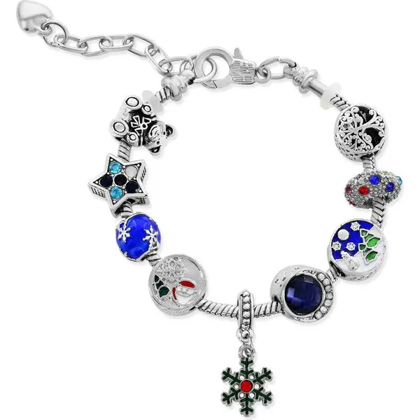 DONATELLO GIAN Enamel And Crystal Holiday Charm Bracelet - Silver