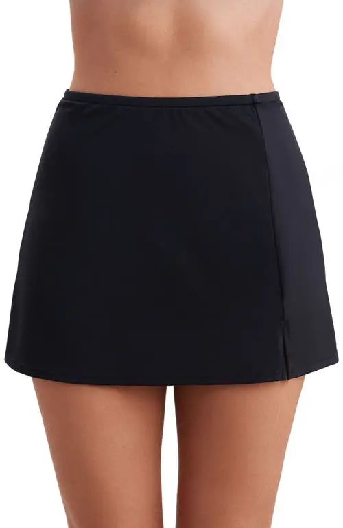 SHAPESOLVER Side Slit Swim Skirt - Black