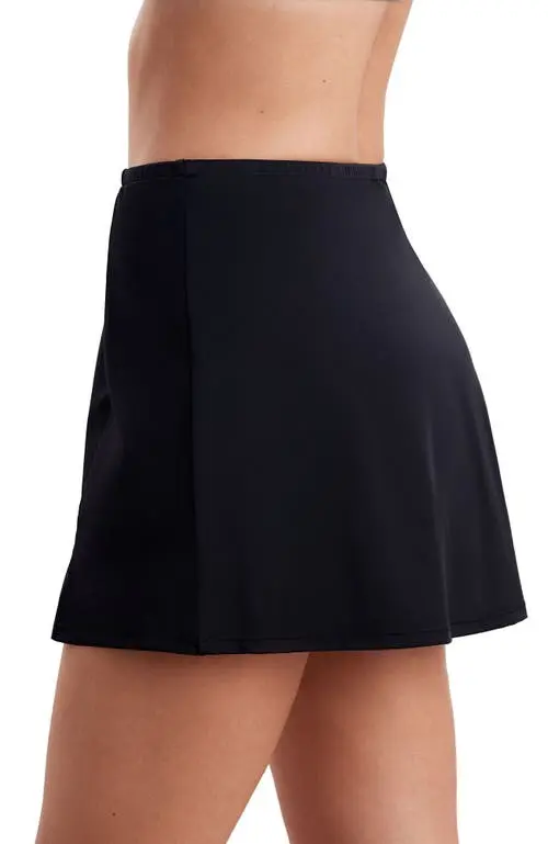 SHAPESOLVER Side Slit Swim Skirt - Black