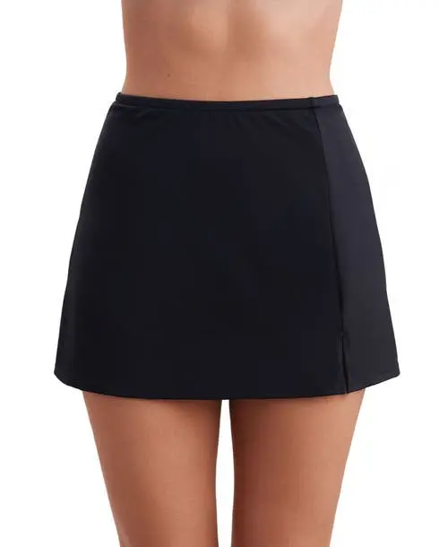 SHAPESOLVER Side Slit Swim Skirt - Black