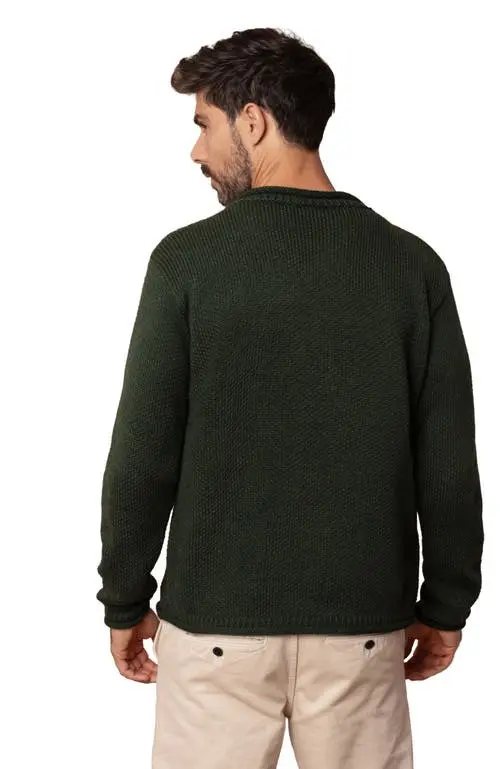 CELTIC & CO. Textured Stitch Crewneck Sweater - Forest