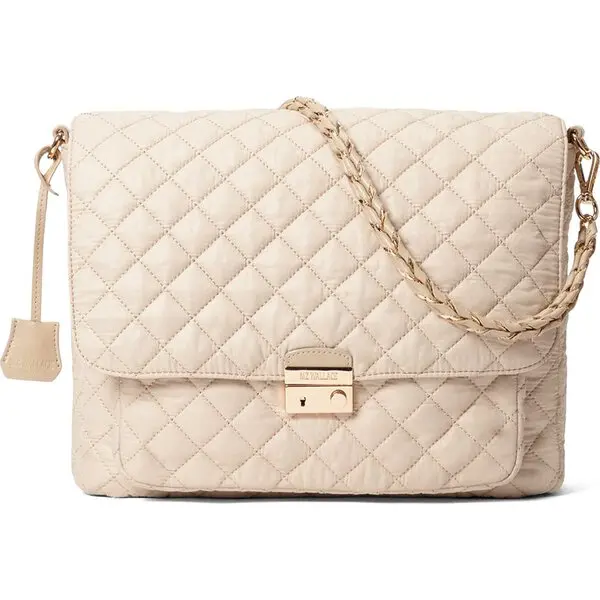 Mz Wallace Large Crosby Quilted Nylon Crossbody Bag - Buff