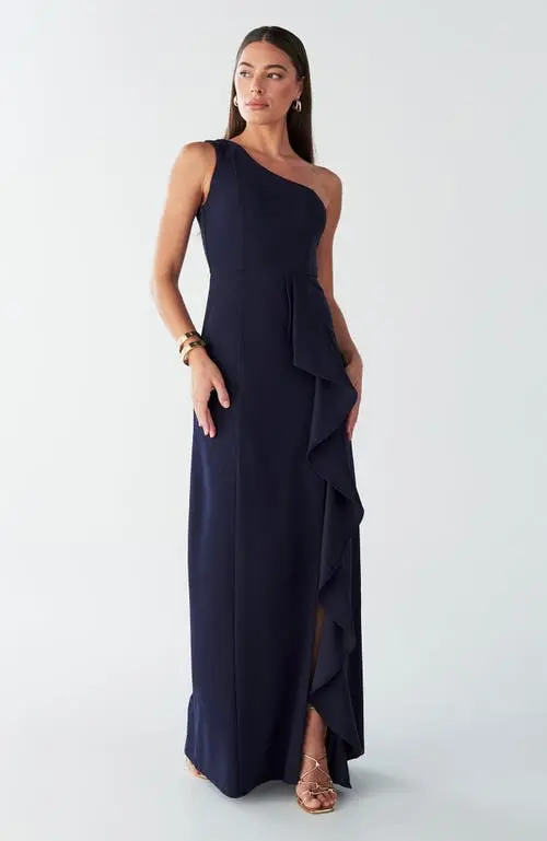 BWLDR Catia Fit-and-flare Maxi Dress - Navy Blue
