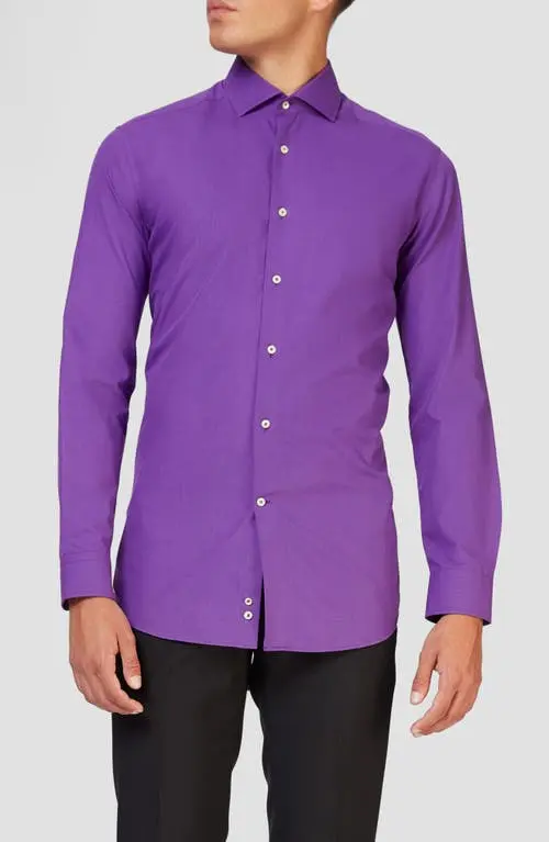 Opposuits Prince Modern Tailored Fit Wrinkle Resistant Button-up Shirt - Purple