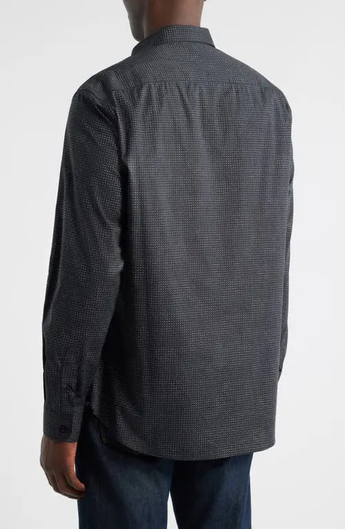 Emporio Armani Micro Dash Button-up Shirt - Solid Black