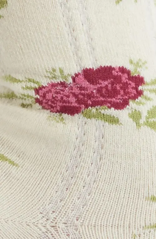 STEMS Floral Pointelle Quarter Socks - Ivory