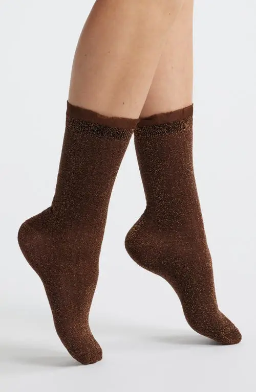 STEMS Ruffle Metallic Crew Socks - Copper